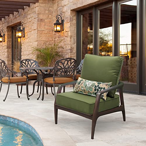 Aoodor 23” x 25.6” Patio Furniture Outdoor Deep Seat Single Chair Sofa Cushion Back Olefin Fabric Slipcover Sponge Foam - Green Color Set of 2 (2 Back 2 Seater 2 Pillow)
