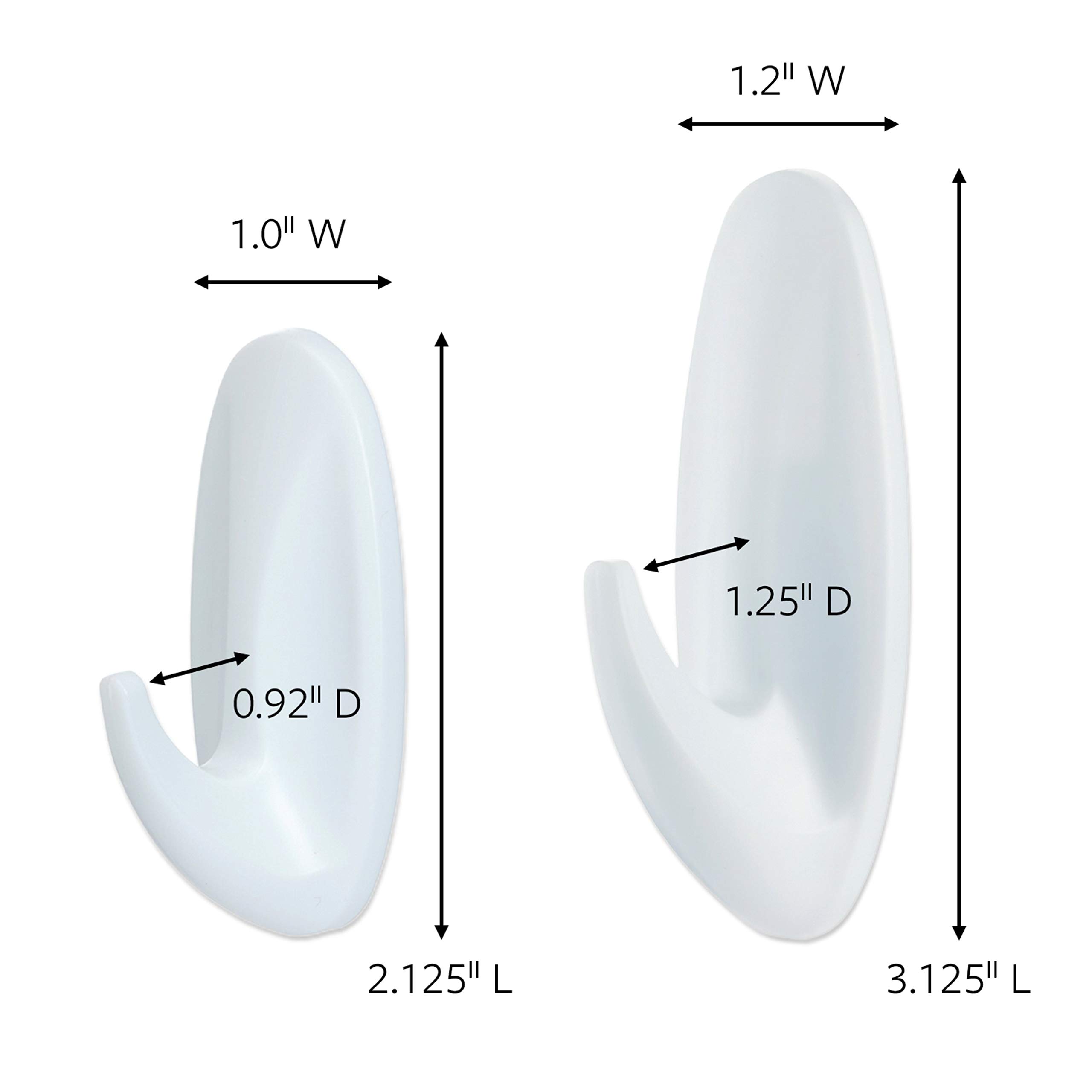 Command Designer Hooks Variety Pack, White, 2-Small, 2-Medium, 4-Strips, Organize & Decorate Damage-Free