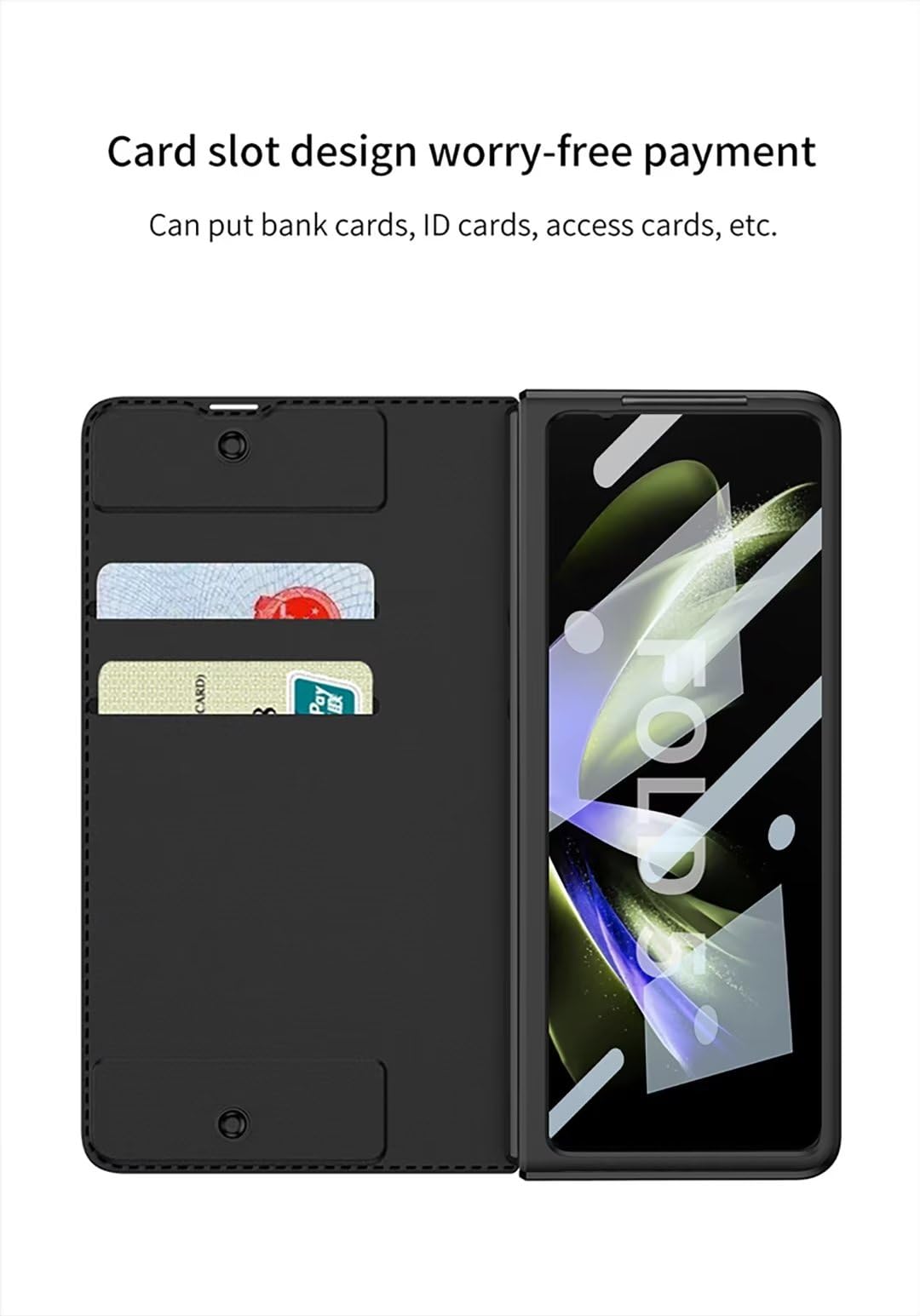 XIMAND for Samsung Galaxy Z Fold 5 5G Case with S Pen Holder (Removable),2 Card Slots,Explosion-Proof Glass,Protective Anti-Scratch,Hard Slim Leather Bracket Case with Screen Protector(Brown)