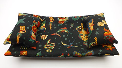 Chaise Lounge for Bearded Dragons, Vintage Tattoos Fabric
