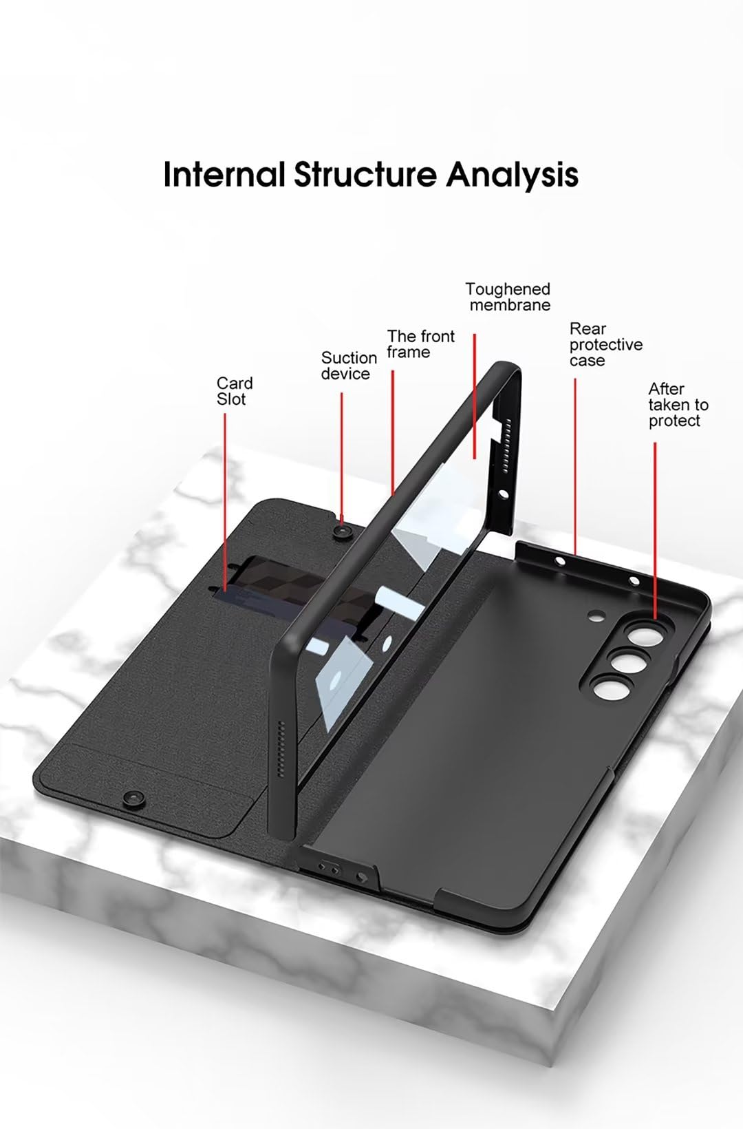 XIMAND for Samsung Galaxy Z Fold 5 5G Case with S Pen Holder (Removable),2 Card Slots,Explosion-Proof Glass,Protective Anti-Scratch,Hard Slim Leather Bracket Case with Screen Protector(Brown)