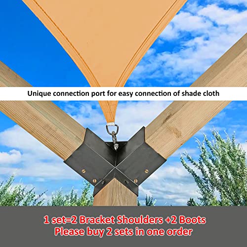 TOMCHY Pergola Brackets Kit Heavy Duty with Post Base Pergola Brackets 4x4 inches DIY Pergola Kit with Steel Brackets and Pergola Brackets Boot Shoulder and Lag Bolts (2 Bracket Shoulders +2 Boots)