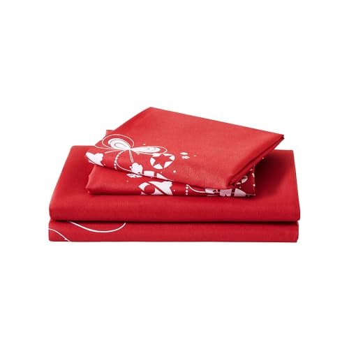 Vaulia Soft Microfiber Sheets, Print Pattern Christmas Holidays, Jingling Bell and Reindeer Print 4-Piece Set (1 Fitted Sheet 1 Flat Sheet 2 Pillowcases), Full Size