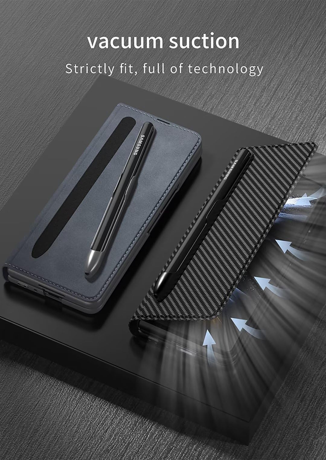 XIMAND for Samsung Galaxy Z Fold 5 5G Case with S Pen Holder (Removable),2 Card Slots,Explosion-Proof Glass,Protective Anti-Scratch,Hard Slim Leather Bracket Case with Screen Protector(Brown)