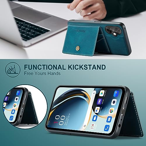 Hongxinyu Case for OnePlus Nord N30 5G / Nord CE 3 Lite 5G, Detachable Magnetic Wallet Card Cash Slot Case Cover Support Wireless Charging Functional Kickstand (Teal)