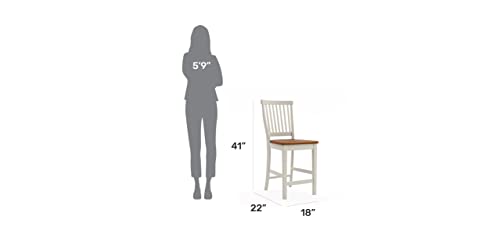 Americana White & Distressed Oak bar Stool, 24", by Home Styles