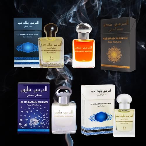 Al Haramain Makkah,Million, Black Oudh & White Oudh Perfume Oil - 15Ml (0.51 Oz). (15ml, ORIENTAL)