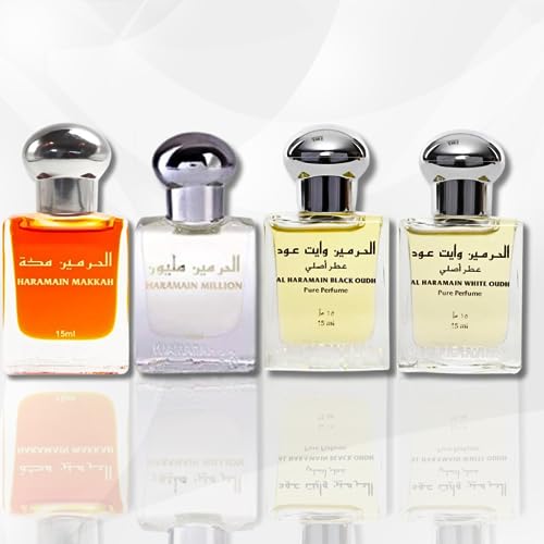 Al Haramain Makkah,Million, Black Oudh & White Oudh Perfume Oil - 15Ml (0.51 Oz). (15ml, ORIENTAL)
