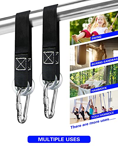 JMKIN Swing Tree Straps,Tree Swing Straps Hanging KKT,2pcs 19.68INCH Tree Straps with/ Safety Lock Snap Carabiner Hooks 2200lbs for Swing Hammocks Seat Pulley System Gym Equipment