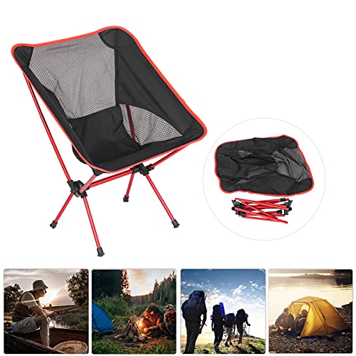Portable Chair, Convenient to Carry Simple Operation Nylon Mesh Compact Outdoor Chair Wide Uses Small After Folding for Barbecue(Big red)