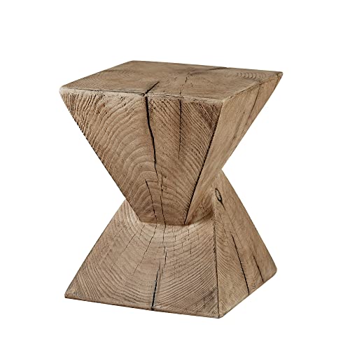 Ball & Cast Faux Wood Stump End Table Concrete Accent Side Table MgO Sofa Table Stand Stool, Natural Set of 1