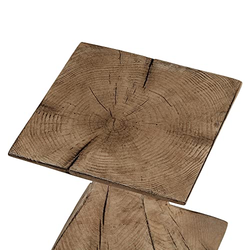 Ball & Cast Faux Wood Stump End Table Concrete Accent Side Table MgO Sofa Table Stand Stool, Natural Set of 1