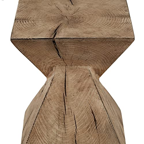 Ball & Cast Faux Wood Stump End Table Concrete Accent Side Table MgO Sofa Table Stand Stool, Natural Set of 1
