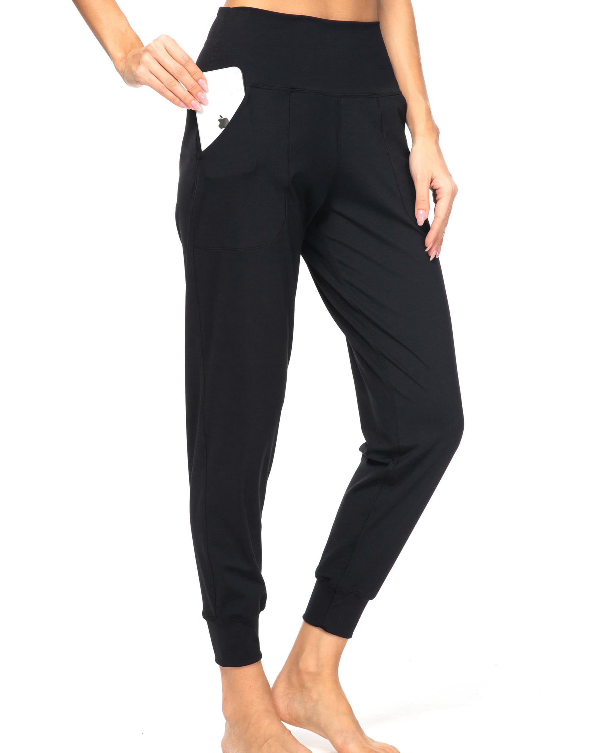 Kcutteyg Womens Joggers with Pockets High Waisted - Soft Lightweight Athletic Workout Pants for Running Gym Fitness Yoga and Casual (Black9, Medium)