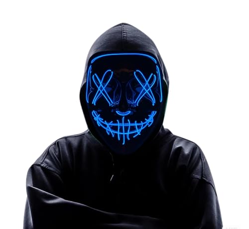 Party dress Bar Dress Street Dance Mask Play Mask Halloween Mask Glow Mask Ghost Fire Mask LED Mask (blue)...