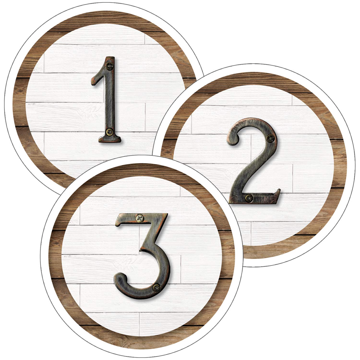 Schoolgirl Style - Industrial Chic | Student Numbers Colorful Cut-Outs, Classroom Décor, 35 Pieces, White, Brown, 3" x 3" (120542)