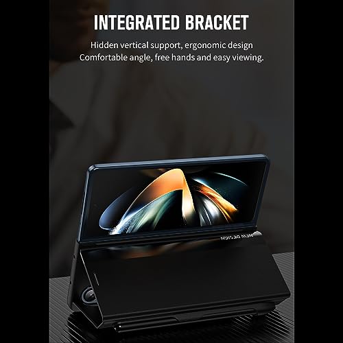 Protective Case For Samsung Galaxy Z Fold 5 2023 Magnetic Translucent Plating Leather Flip Case + PC Smart Full Body Protective Shell Stand Holder Cover For Samsung Galaxy Z Fold 5 2023 Case Shell Cov