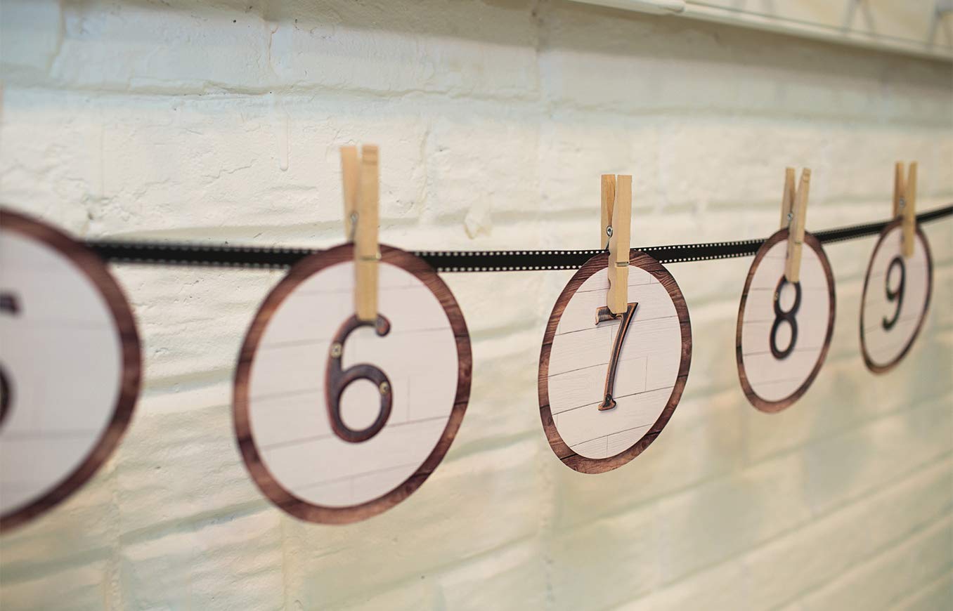 Schoolgirl Style - Industrial Chic | Student Numbers Colorful Cut-Outs, Classroom Décor, 35 Pieces, White, Brown, 3" x 3" (120542)