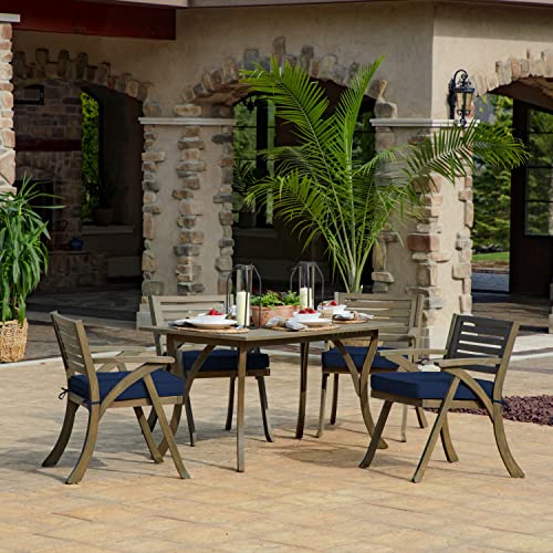 Arden Selections ProFoam Essentials 20 x 20 x 3.5 Inch Outdoor Dining Chair Cushion, Sapphire Blue Leala