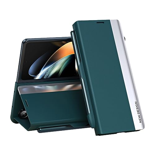 Protective Case For Samsung Galaxy Z Fold 5 2023 Magnetic Translucent Plating Leather Flip Case + PC Smart Full Body Protective Shell Stand Holder Cover For Samsung Galaxy Z Fold 5 2023 Case Shell Cov