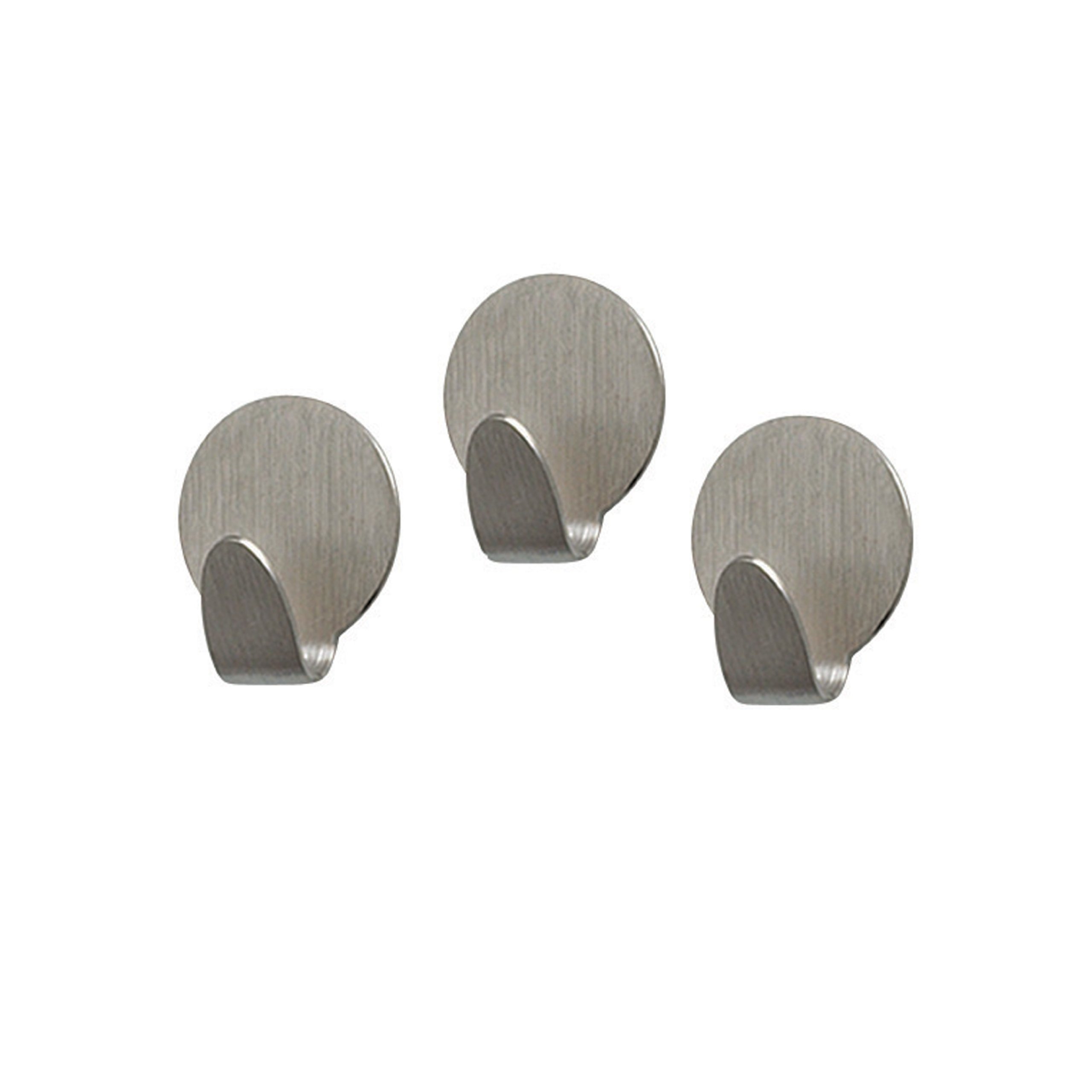 Spectrum Diversified Medium Round Set of 3 Steel Hooked Refrigerator, Sturdy Hooks & Strong Magnets Kitchen, Office, Locker & More, Brushed Nickel, 3 Piece
