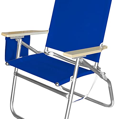 Copa Big Tycoon 4 Position Lightweight and Portable Folding Aluminum Beach Lounge Chair, Blue