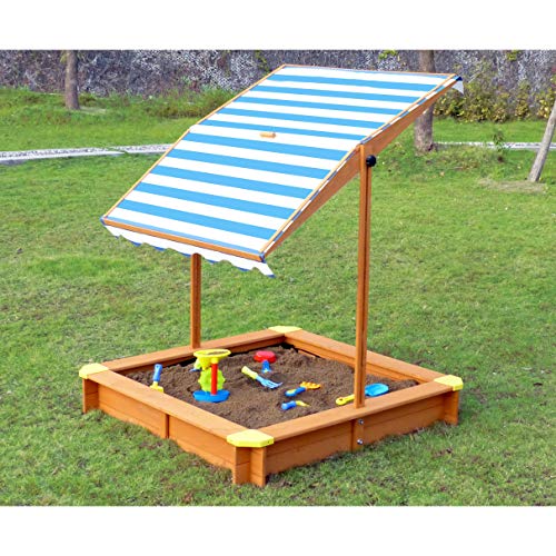 Blue and White Canadian Sandbox with Canopy Boys Girls