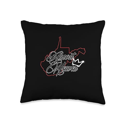 Almost Heaven USA State West Virginia Map Gift Almost Heaven | West Virginia Map | American USA State Throw Pillow, 16x16, Multicolor
