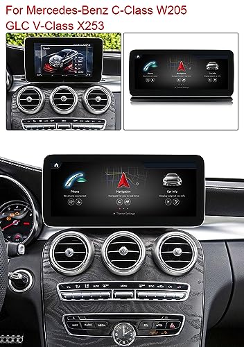 Android 12 Double Din Stereo Car GPS Multimedia Radio for Mercedes-Benz C-Class W205 GLC V-Class Car Stereo Head Unit Support 4G WiFi Bluetooth SWC Carplay,Qualcomm 450 4+64GB 12.5 inch