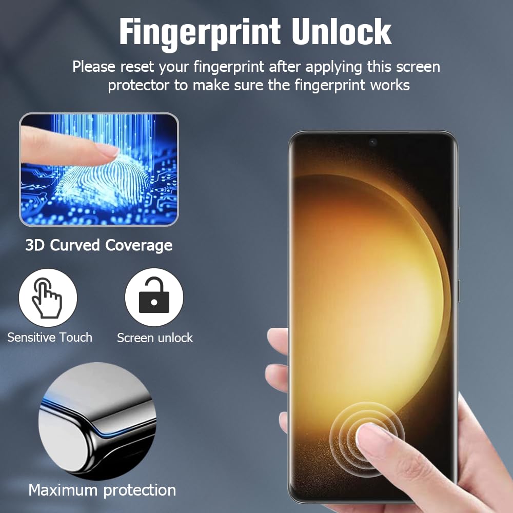 AFSKU Galaxy S21 Ultra 5G Screen Protector, 9H Tempered Glass Scratch Resistant, Ultrasonic Fingerprint Support, 3D HD Curved,for Samsung Galaxy S21 Ultra 6.8 Inch Screen Protector