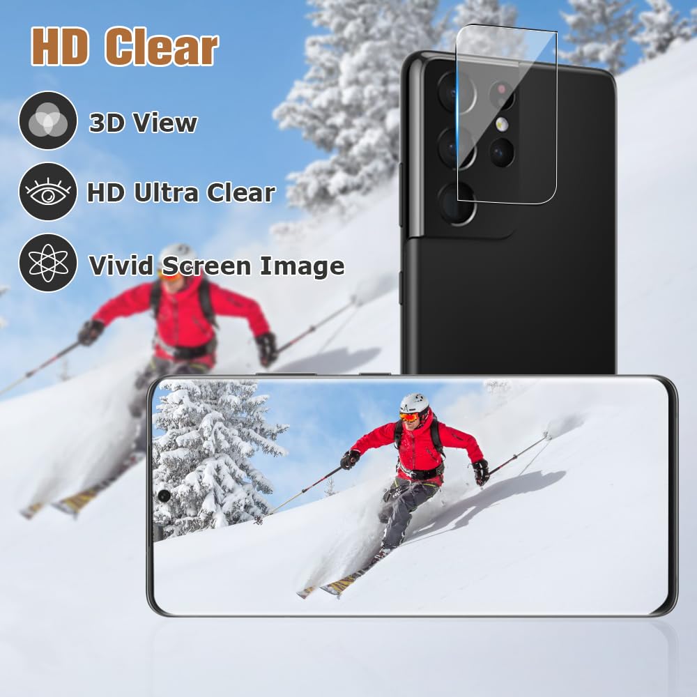 AFSKU Galaxy S21 Ultra 5G Screen Protector, 9H Tempered Glass Scratch Resistant, Ultrasonic Fingerprint Support, 3D HD Curved,for Samsung Galaxy S21 Ultra 6.8 Inch Screen Protector