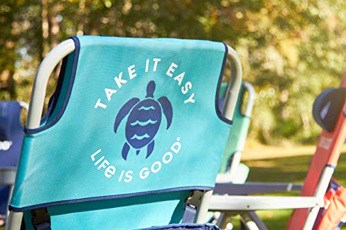 Life is Good Backpack Lawn Chair, Silver Frame (Set of 2) (Blue Turtle + Blue Turtle)