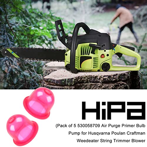 Hipa 530058709 Air Purge Primer Bulb Pump for Husqvarna Poulan Craftman Weedeater Murray Bolen String Trimmer Blower Craftsman Hedge Trimmer Pack of 5