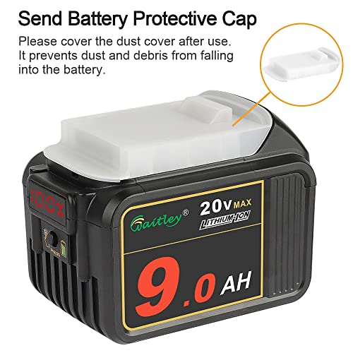 ZLWAWAOL DCB200 20V 9.0Ah Lithium-ion Replacement Battery Compatible with Dewalt 20V DCB200 DCB203 DCB204 DCB206 DCB209 DCD/DCF/DCG/DCS Series Cordless Tools with LED Display