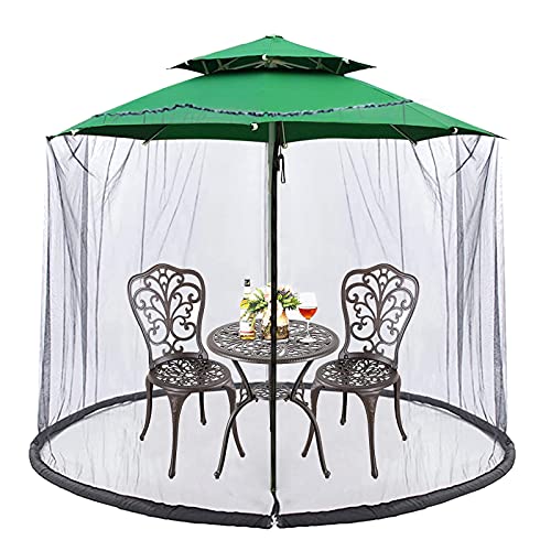 JEOEUS Umbrella Netting for Outdoor Umbrellas,Umbrella Mosquito Netting,Garden Patio Umbrella Mosquito Netting,with Double Zipper Door, for Almost Outdoor Market Table Umbrellas & Cantilever Offset Hanging Umbrella w/Tilt 7.5-11ft