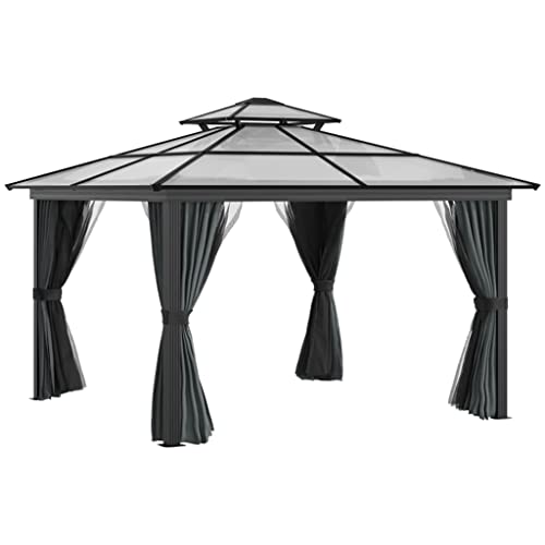 TBGFPO 10x10 Hardtop Gazebo Outdoor Gazebo Canopy Vented Roof Pergolas Aluminum Frame with Curtains, for Garden,Patio,