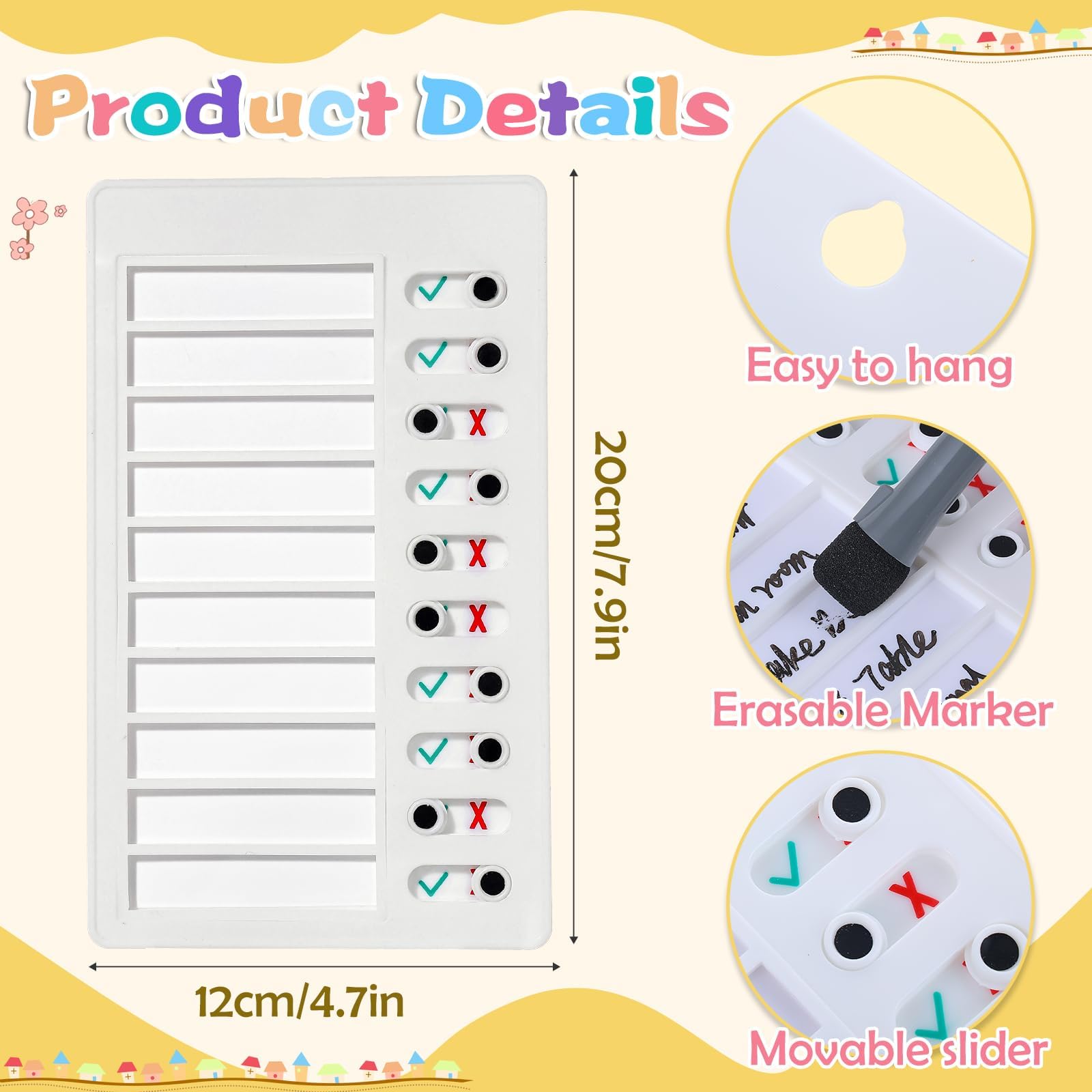 2 Pieces Dry Erase Chore Chart Blank To Do List Checklist Board ADHD Tools for Kids with Detachable Cardstock DIY Alphabet Stickers for Home Routine Planning (Minimalist)