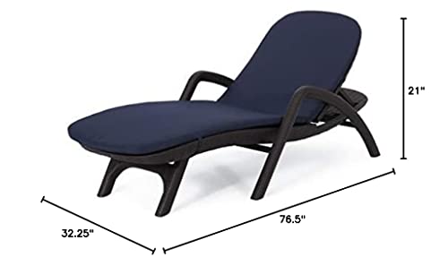 Christopher Knight Home Chaise Lounge Set, Dark Brown + Navy Blue