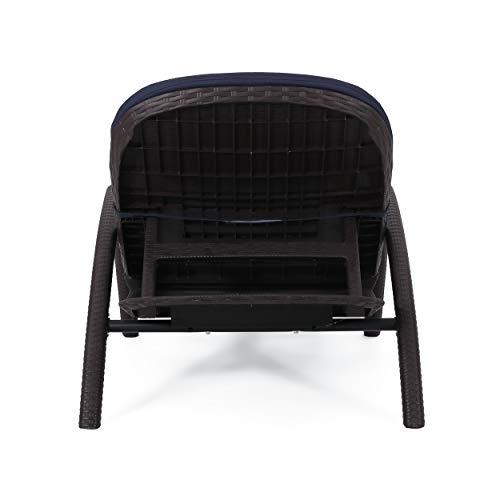 Christopher Knight Home Chaise Lounge Set, Dark Brown + Navy Blue