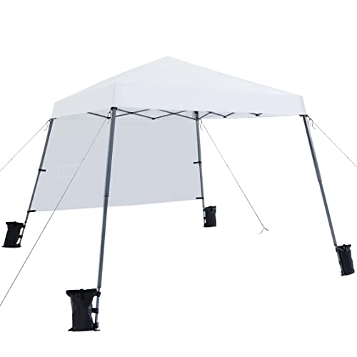 Yaheetech Pop Up Canopy Tent with Backpack, 10 x 10 Base Portable Easy One Person Set-up Folding Shelter Compact Slant Leg Lightweight Canopy, White