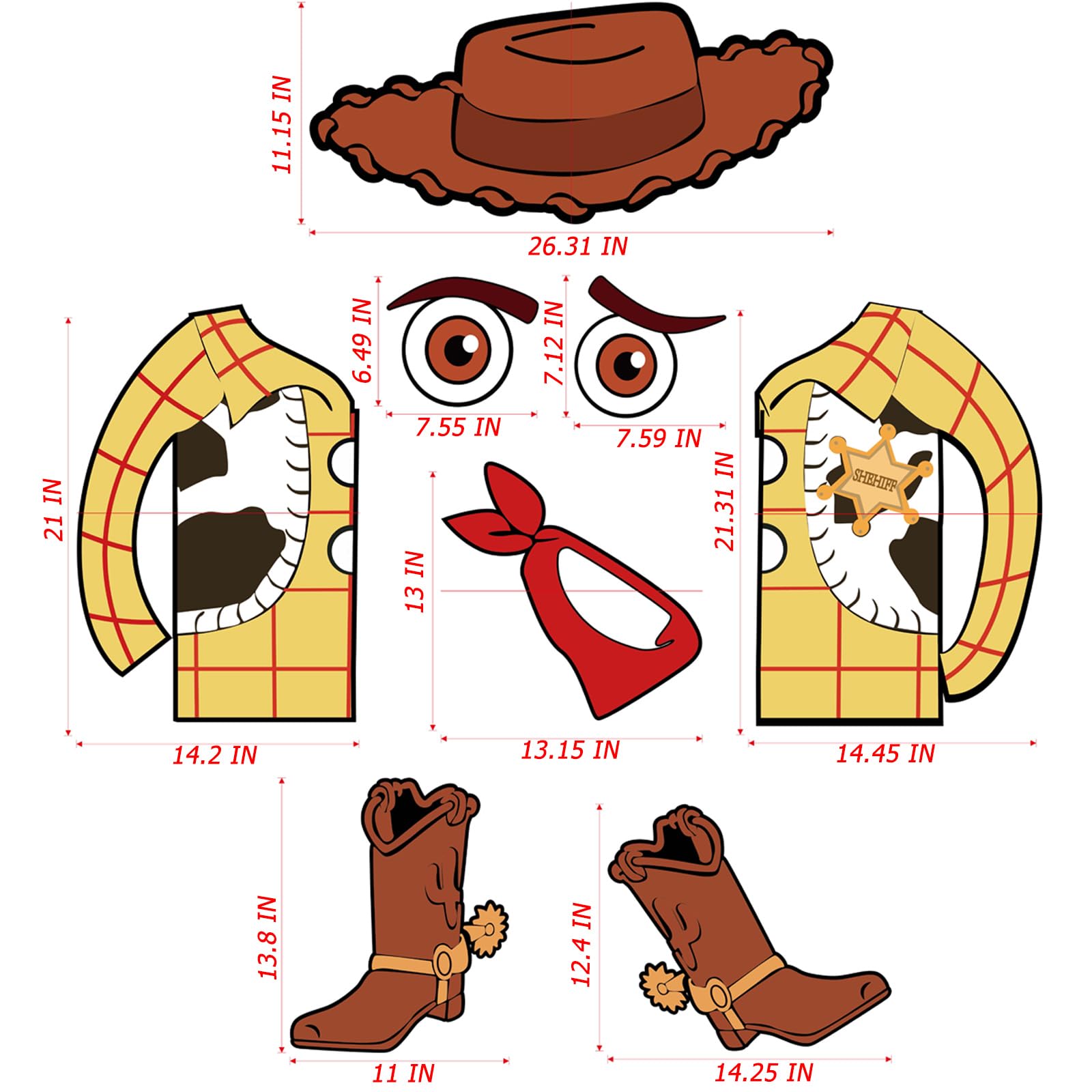 DASDSA Halloween Trunk or Treat Car Decorations Kit for SUV with Hat, Two Eyes, Neckerchief, Cow Shirt, Two Shoes