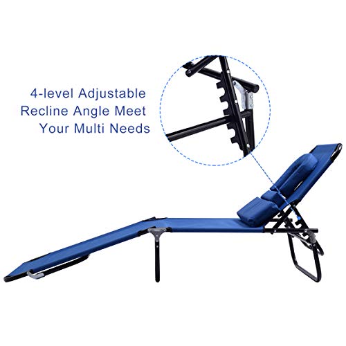 Casart Chaise Lounge Chair, Folding Beach Chair with Adjustable Back and Hole for Face Down, Perfect for Beach, Pool, Patio and Lawn (1)