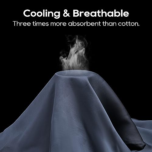 Lavisun Cooling Pillow Cases Set of 2 Standard, Rayon Derived from Bamboo Pillowcases, Skin-Friendly Envelope Closure Pillow Cases, Soft Breathable Pillow Covers for Hot Sleepers, 20"x26", Navy Blue