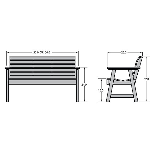 highwood Weatherly Garden Bench, 4 Feet, Nantucket Blue