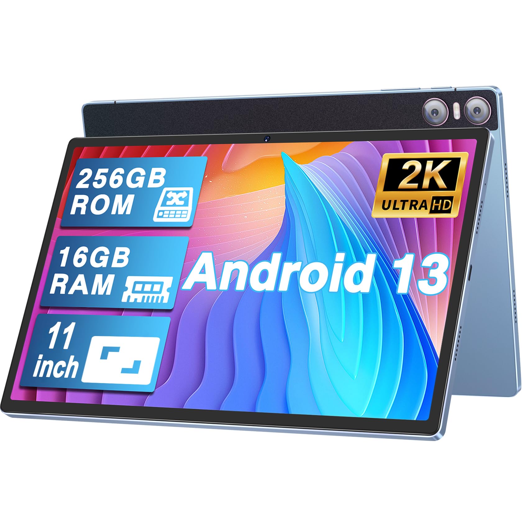 YESTEL Android 13 Tablet 11 Inch Display,16GB RAM+256GB ROM,Octa-Core Processor,8600mAh Large Battery,2000 * 1200 Pixels,GPS/ 5G WiFi/Bluetooth/with Case-Blue T15