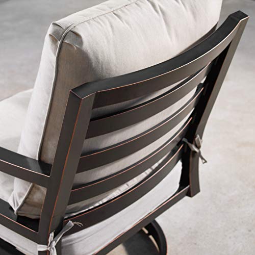 Oakland Living Aluminum Outdoor Swivel Club Finish with Thick Grey Polyester Cushions (Set of 2) Deep Seating Rocking Chairs, Antique Copper