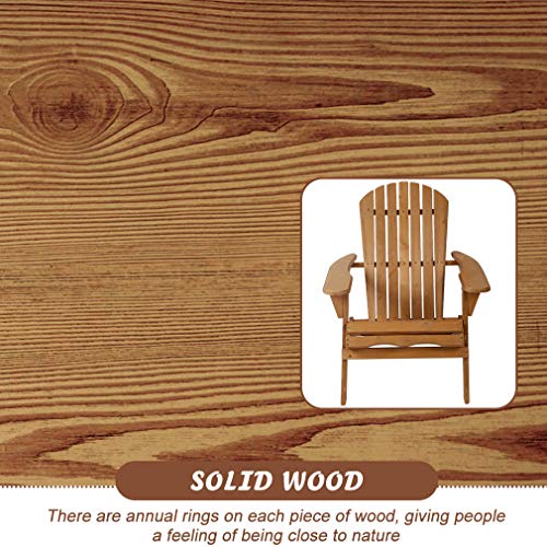 Adirondack Chair Patio Outdoor Chairs Folding Weather Resistant Lawn Chair w/Arms Solid Wood Reclining Fire Pit Chair for Deck, Backyard, Pool, Natural