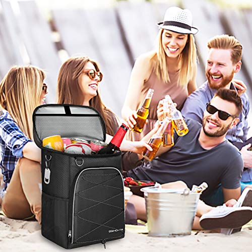 SEEHONOR Insulated Cooler Backpack Leakproof Soft Cooler Bag Lightweight Backpack Cooler for Lunch Picnic Fishing Hiking Camping Park Beach, 25 Cans