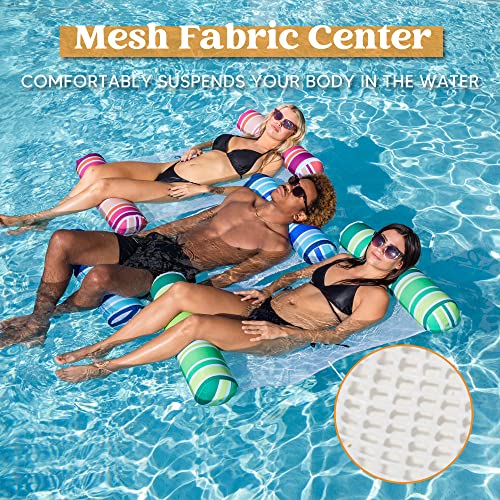 Sloosh 3 Pack Inflatable Pool Float Hammock, Water Hammock Lounges, Multi-Purpose Swimming Pool Accessories (Saddle, Lounge Chair, Hammock, Drifter) for Pool, Lake, Outdoor, Beach