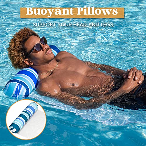 Sloosh 3 Pack Inflatable Pool Float Hammock, Water Hammock Lounges, Multi-Purpose Swimming Pool Accessories (Saddle, Lounge Chair, Hammock, Drifter) for Pool, Lake, Outdoor, Beach